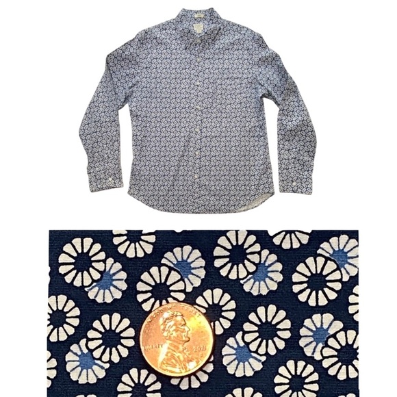 J. Crew | Shirts | J Crew Slim Fit Stretch Cotton Shirt Secret Wash Shirting Blue Floral ...